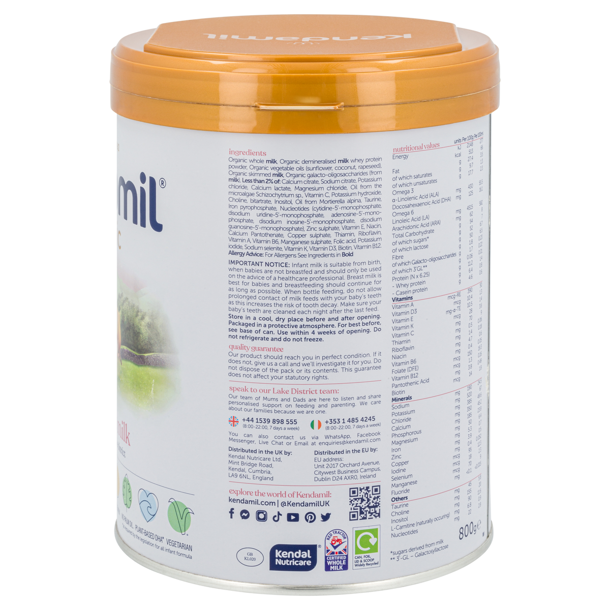 Kendamil Organic Cow Milk Baby Formula • Stage 1 – Organic Formula Now