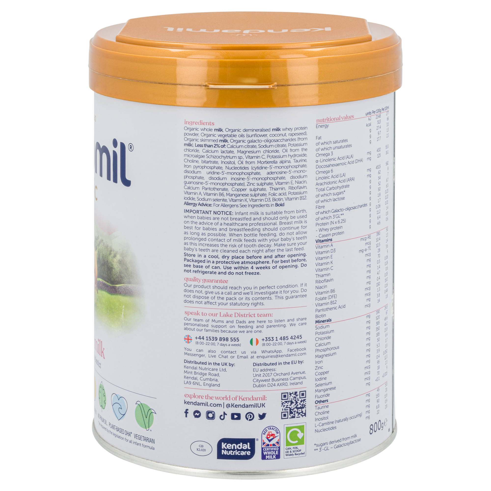 Kendamil Organic Cow Milk Baby Formula • Stage 1 – Organic Formula Now